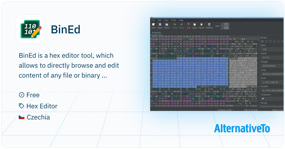 BinEd: Free and open source binary/hex viewer/editor and component ...
