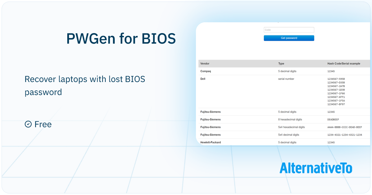 PWGen for BIOS: Quick and easy way to recover BIOS passwords on laptops ...