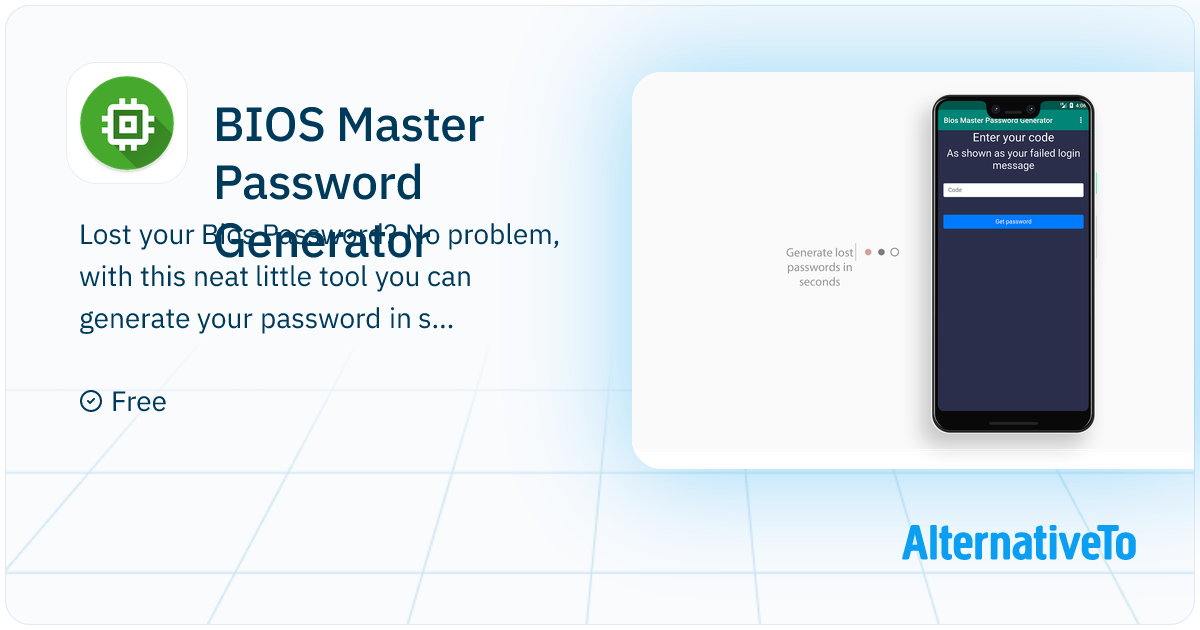 BIOS Master Password Generator: Lost your Bios Password? No problem ...