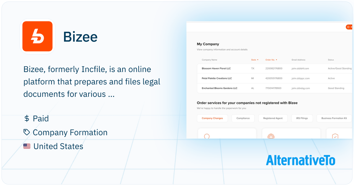 Bizee: Formerly Incfile, is an online platform | AlternativeTo