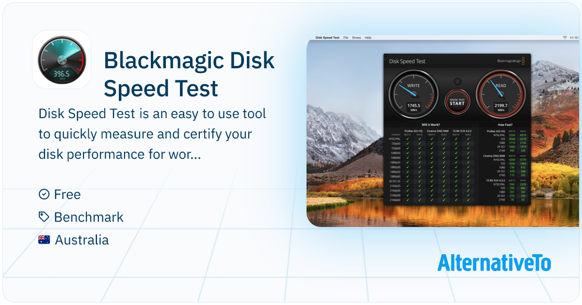 Blackmagic Disk Speed Test: Utility for quickly measuring and ...