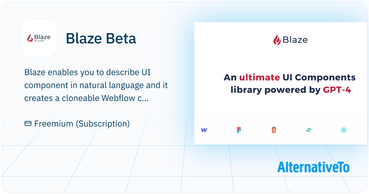 Blaze Beta: Generate Webflow components by GPT-4 | AlternativeTo