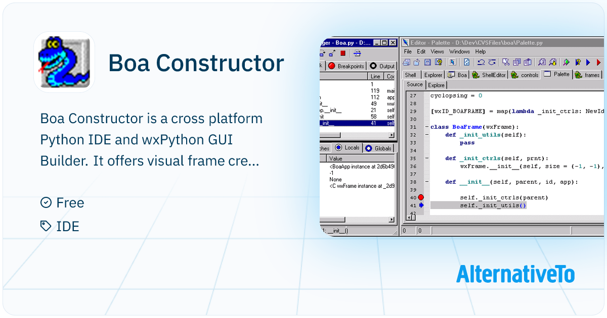 Boa Constructor: Cross platform Python IDE | AlternativeTo