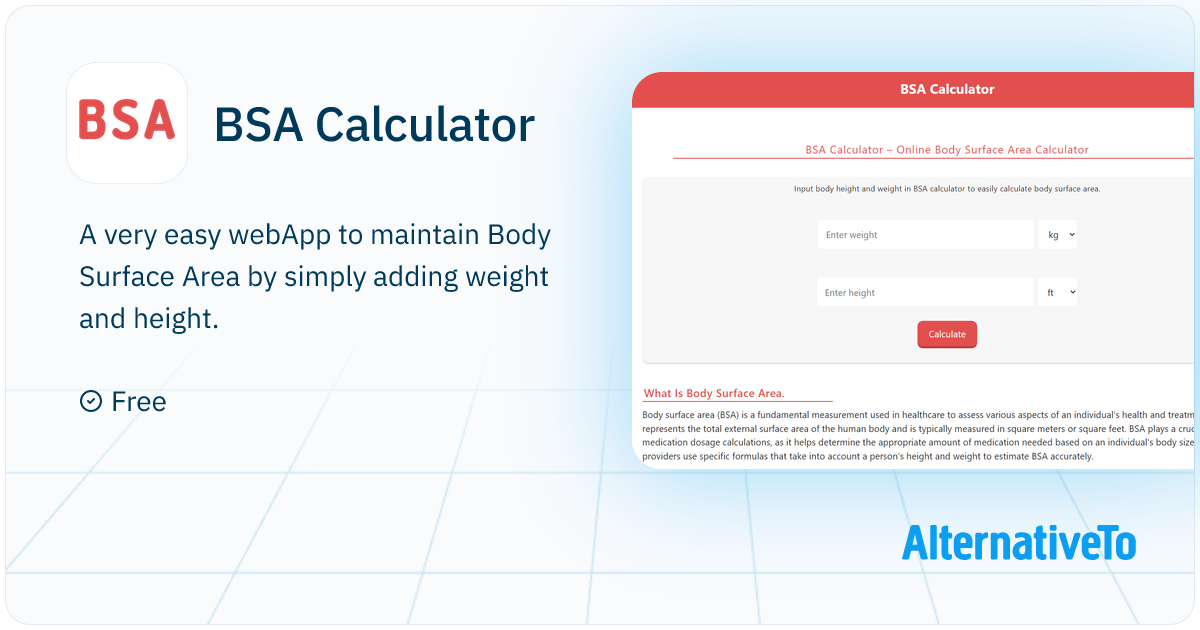 BSA Calculator: Online webapp to calculate Body Surface area to ...