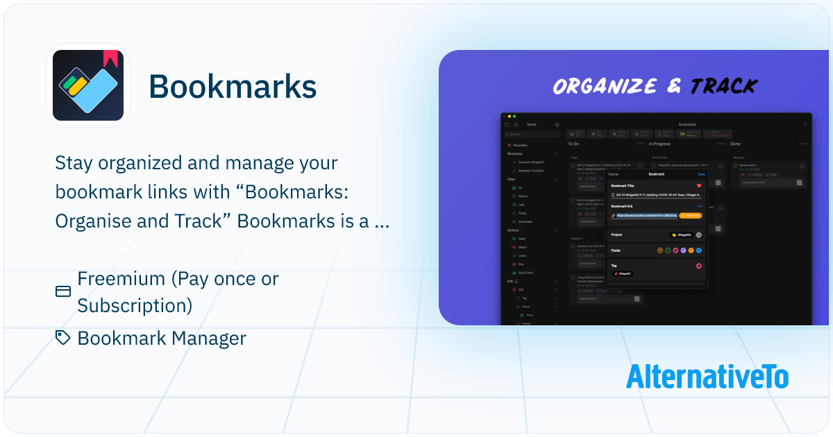 Bookmarks: Stay organized and manage your bookmark links | AlternativeTo