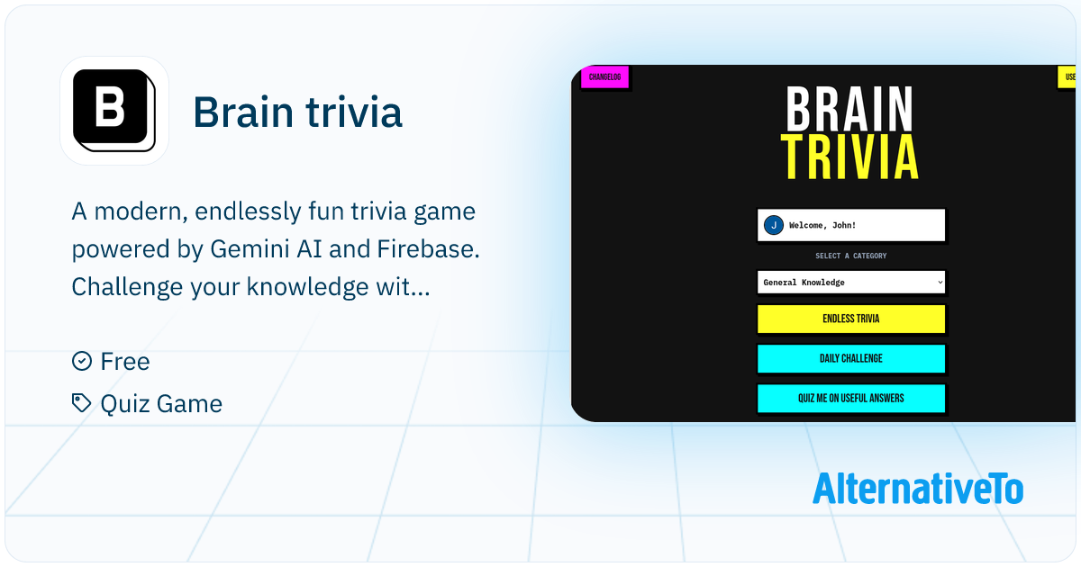 Brain trivia: A trivia quizzing website, with a option to be tested on ...