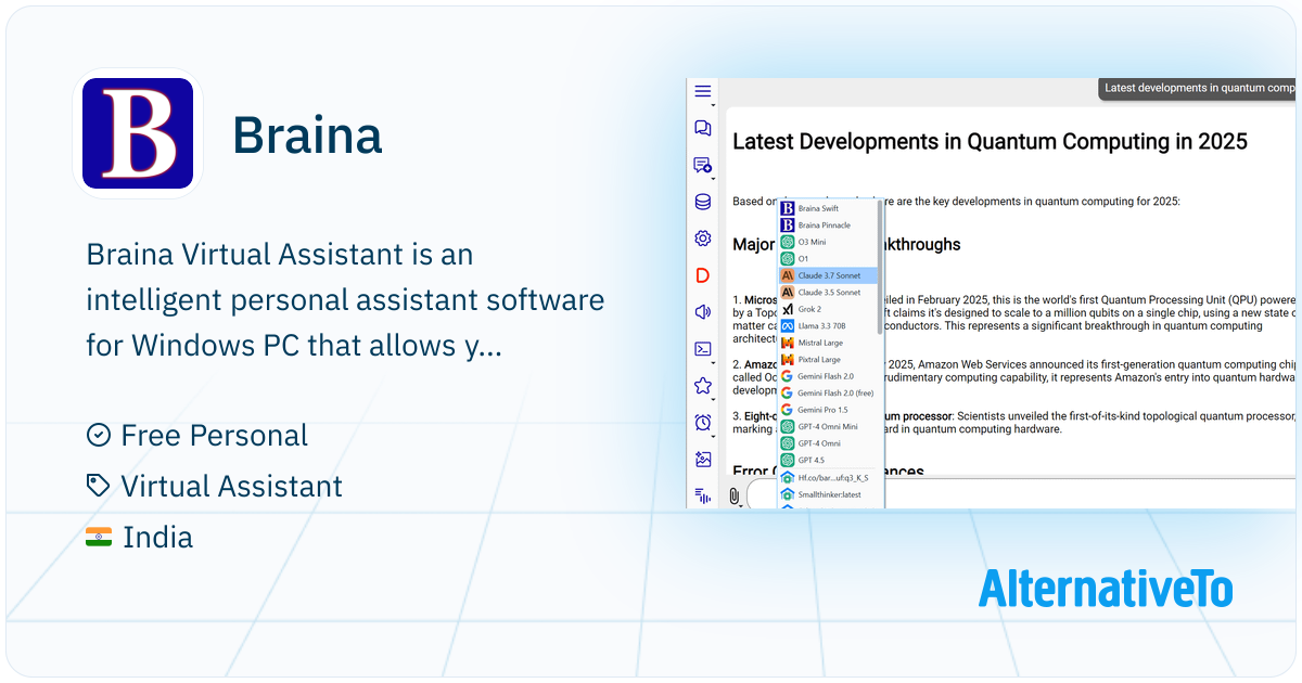 Braina: Virtual Assistant is an intelligent | AlternativeTo