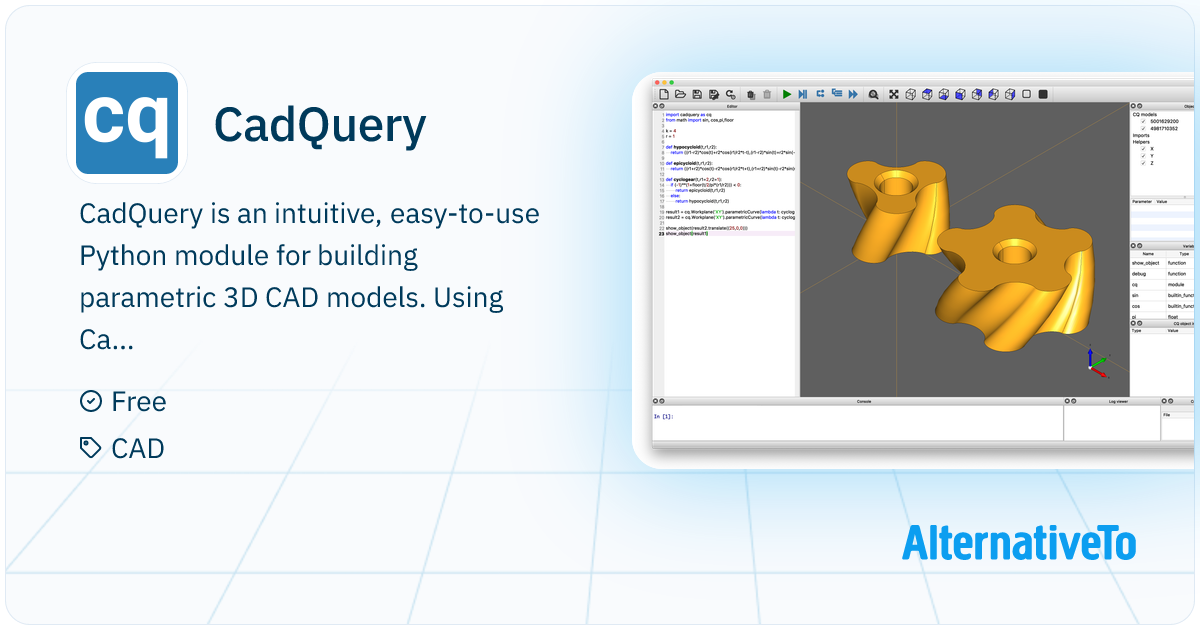 CadQuery: Parametric cad script framework | AlternativeTo