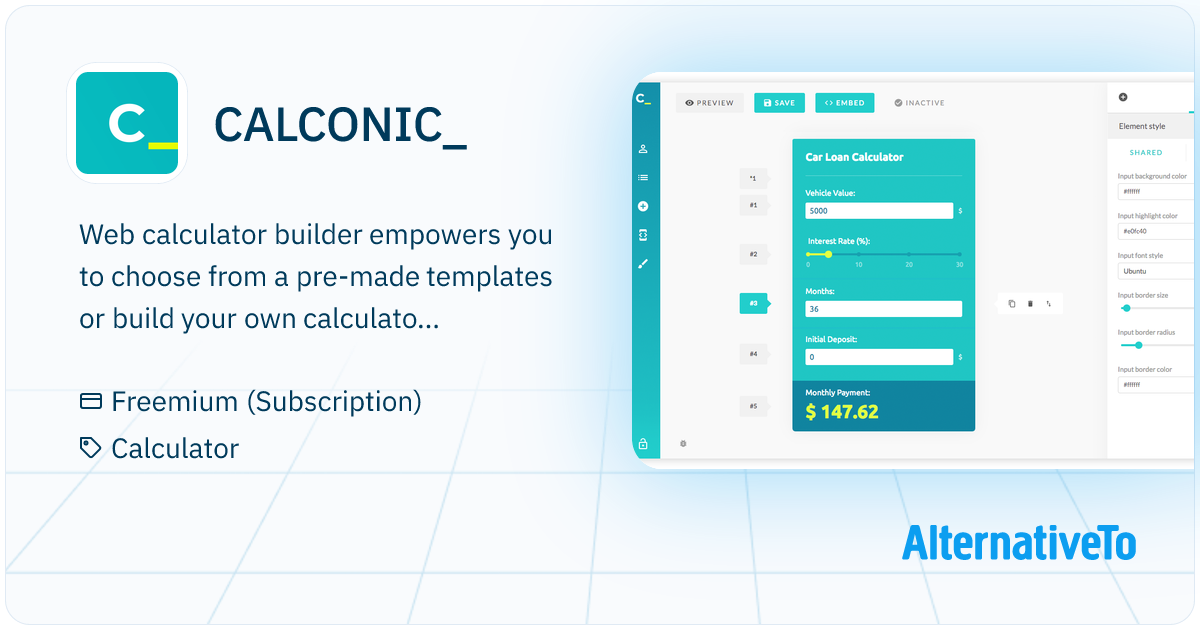 CALCONIC_: Interactive calculator builder. Calconic_ enables you to ...