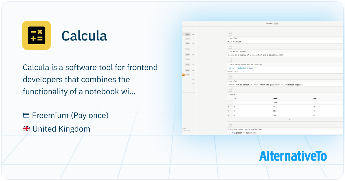 Calcula: Software tool for frontend developers that combines the ...