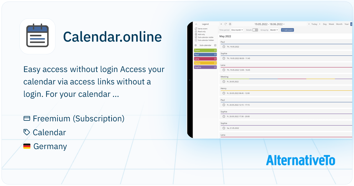 Calendar.online: Access your calendar via access links without a login ...