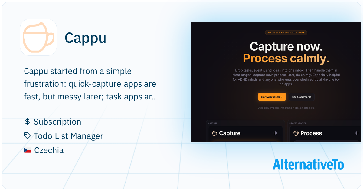 Cappu: Unique task and tips manager with quick inbox and calm proccess ...