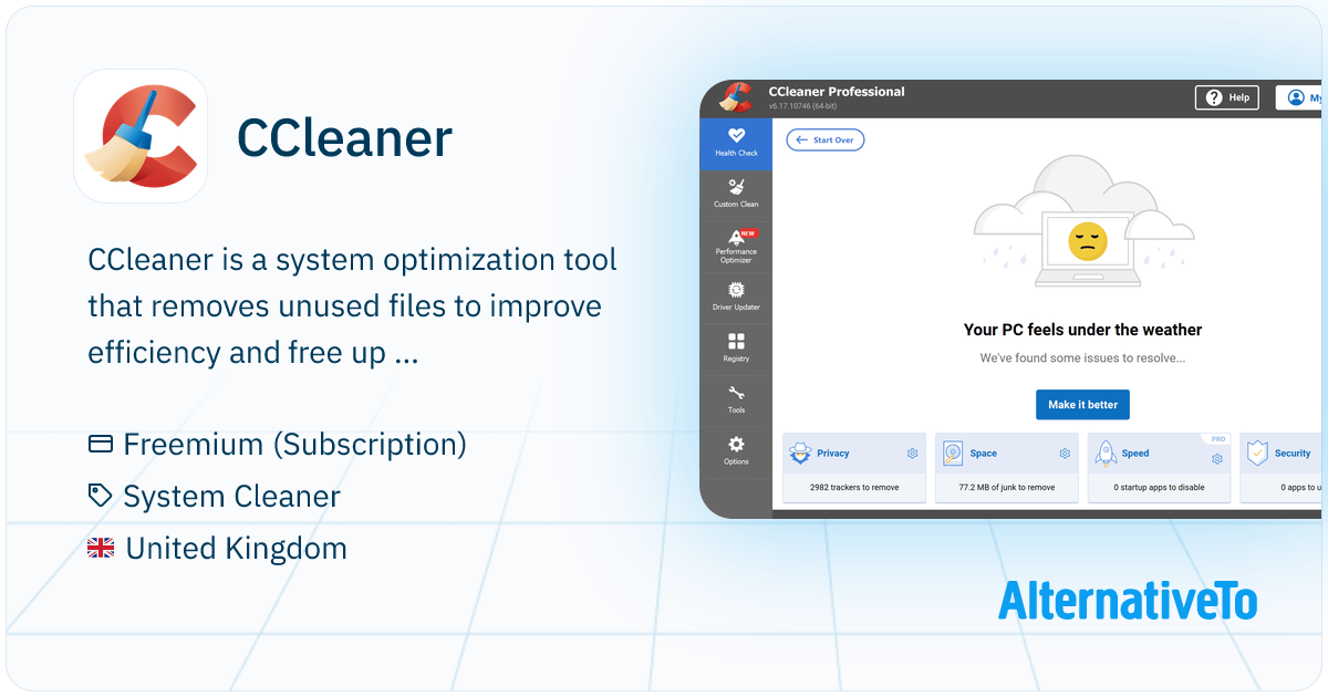 CCleaner: Boosts PC speed via file cleanup | AlternativeTo