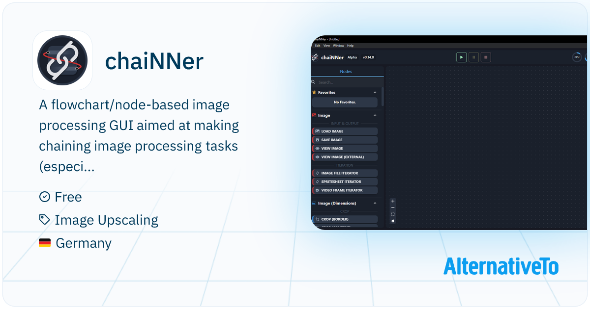 chaiNNer: A flowchart/node-based image processing GUI aimed | AlternativeTo