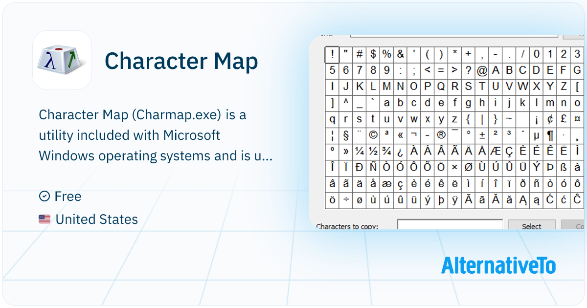 Character Map: (Charmap | AlternativeTo