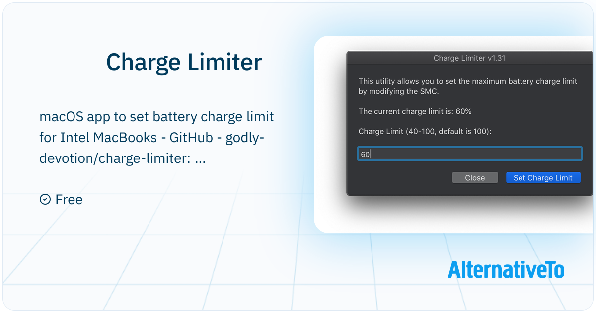 Charge Limiter: MacOS app to set battery charge limit for Intel ...