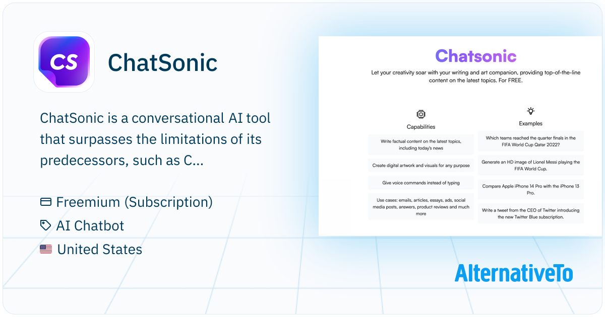 ChatSonic: AI chatbot with Google info, voice, API | AlternativeTo