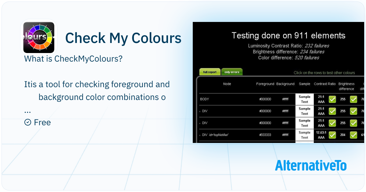 Check My Colours: What is CheckMyColours? | AlternativeTo