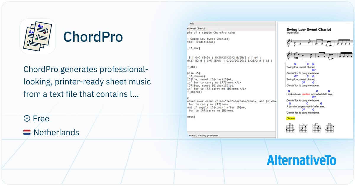 ChordPro: A lyrics and chords formatting program | AlternativeTo