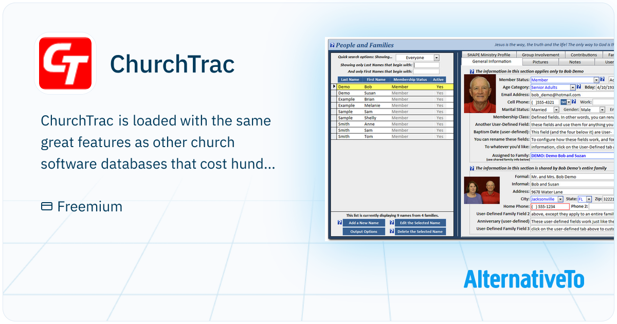 ChurchTrac: Church database for keeping track of people, groups and ...