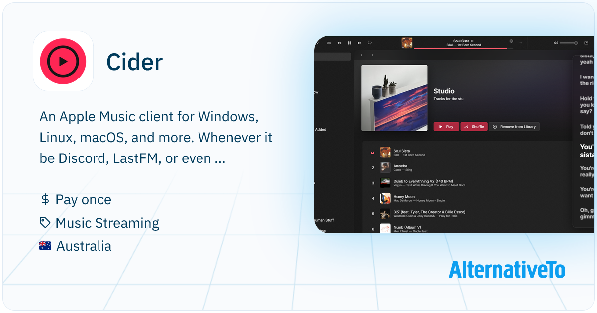 Cider: Client with Apple Music, Discord, remote, equalizer | AlternativeTo