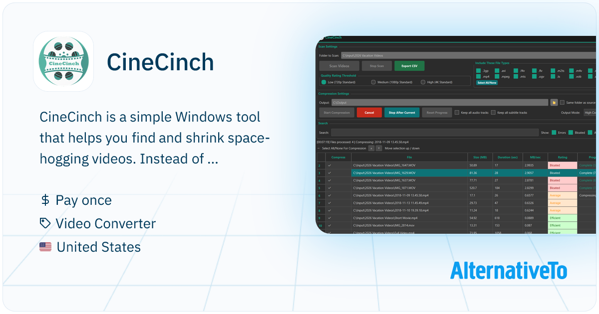 CineCinch: Find and compress space-hogging videos with a simple Windows ...