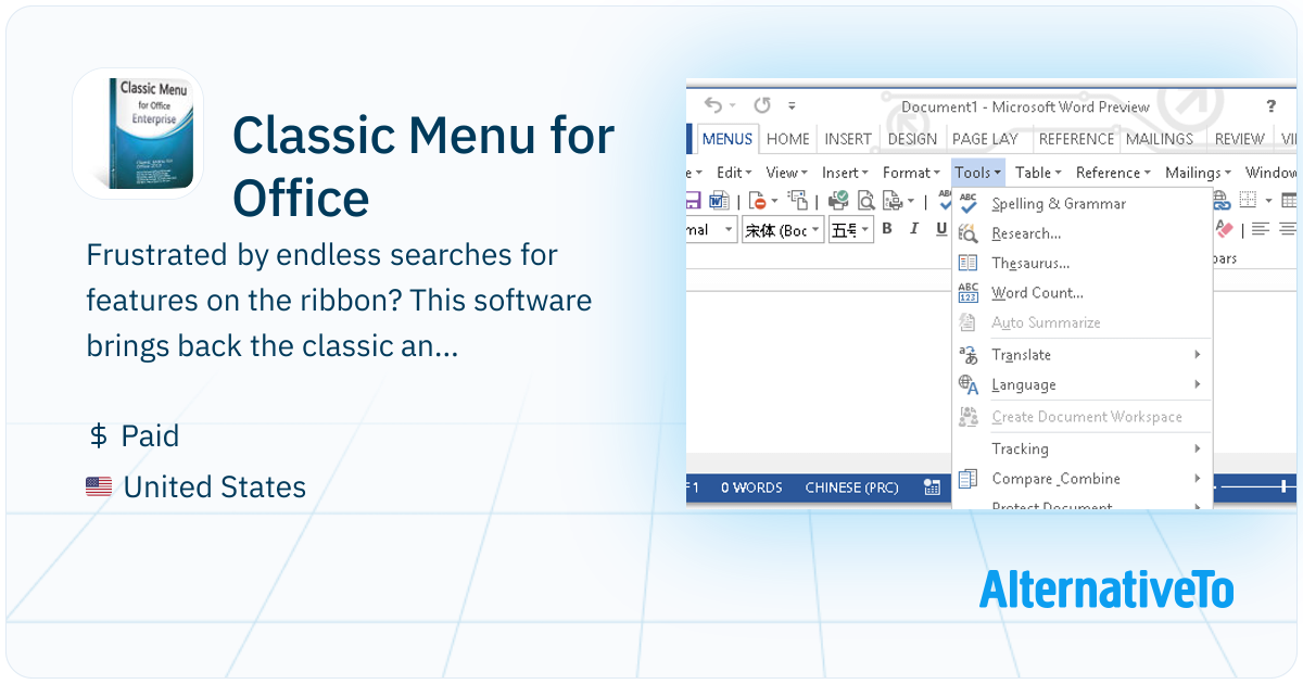 Classic Menu for Office: Brings back the classic and familiar menus and ...