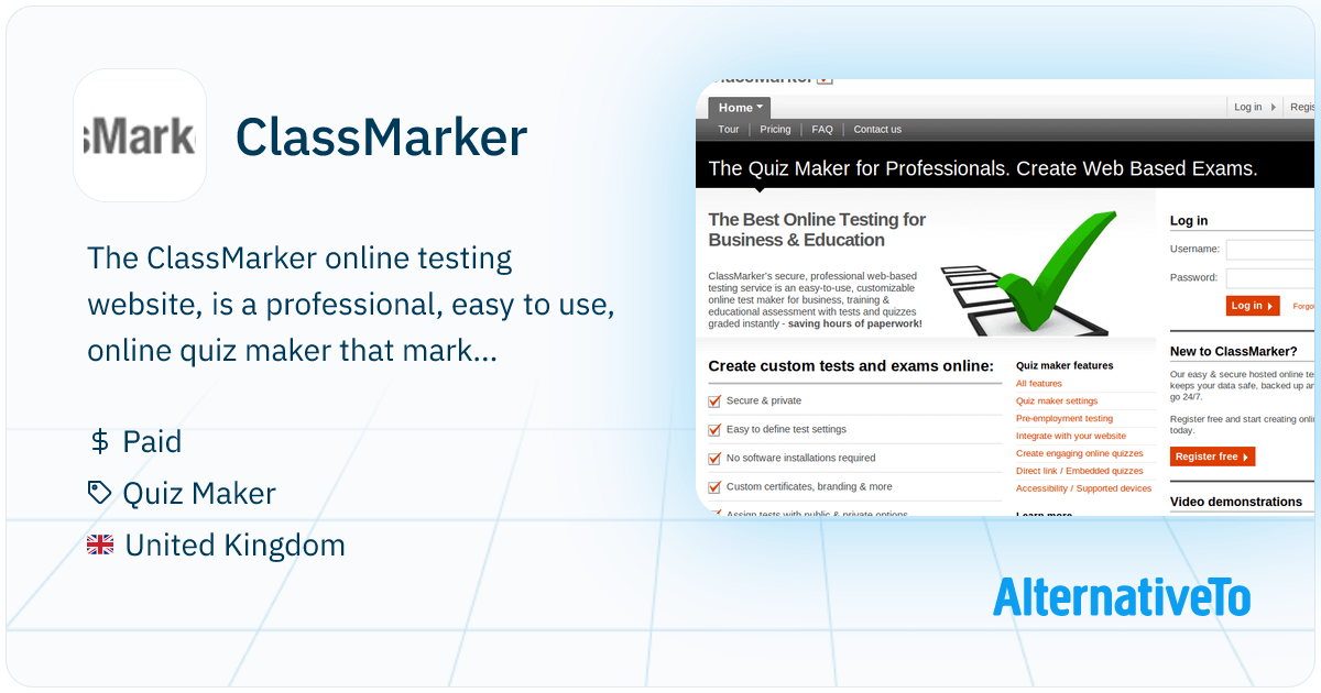 ClassMarker: The ClassMarker online testing website, is a | AlternativeTo
