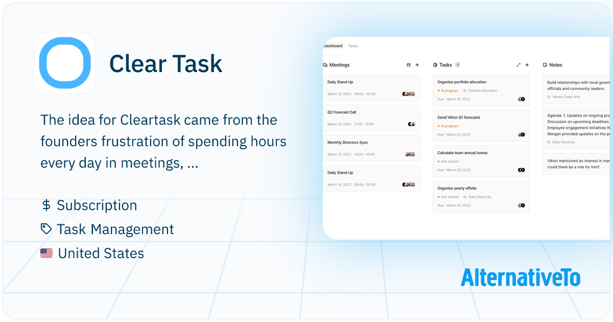 Clear Task: Manage Meetings & Tasks | AlternativeTo