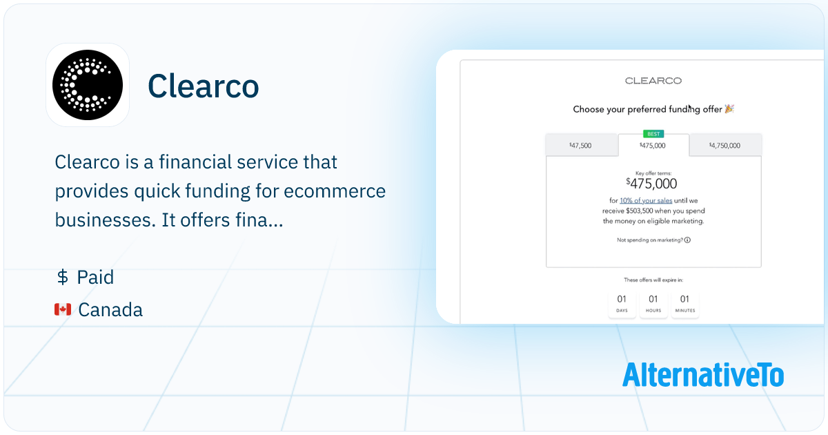 Clearco: Financial service that provides | AlternativeTo