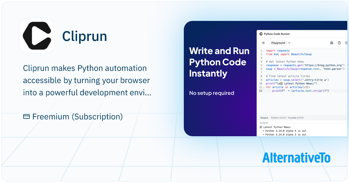 Cliprun: Python Code Runner & Playground | AlternativeTo