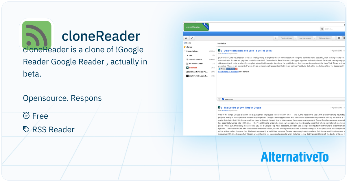 cloneReader: Feed reader | AlternativeTo