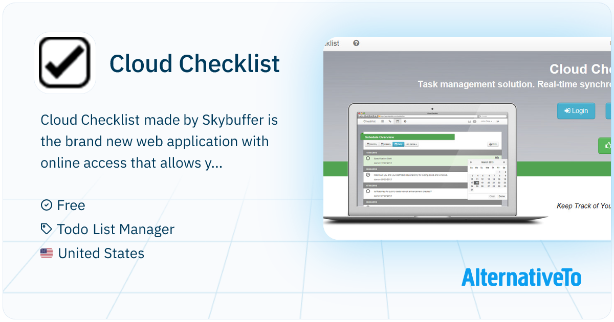 Cloud Checklist: Made by Skybuffer is the brand | AlternativeTo