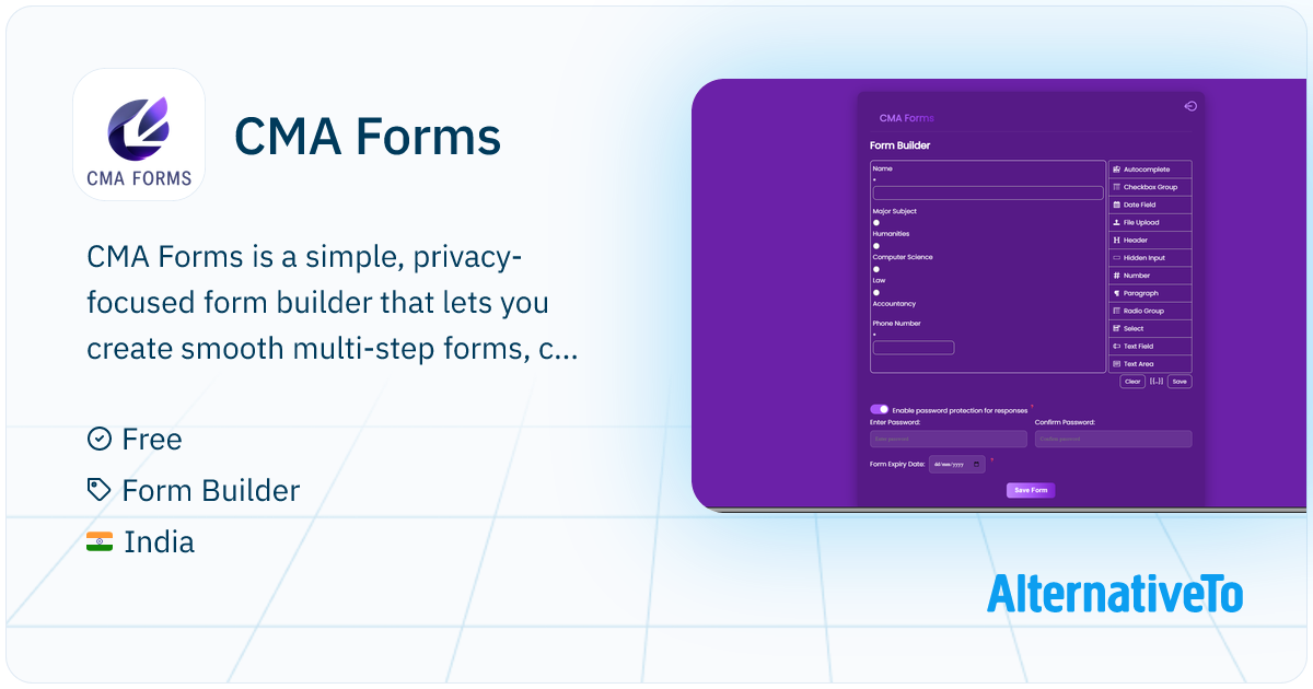 CMA Forms: A privacy first, customizable form builder | AlternativeTo