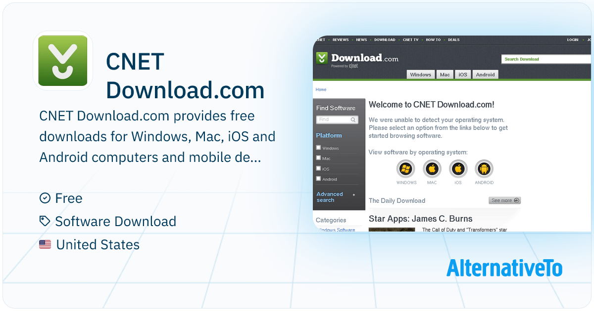 CNET Download.com: Provides free downloads for Windows, Mac, iOS and ...