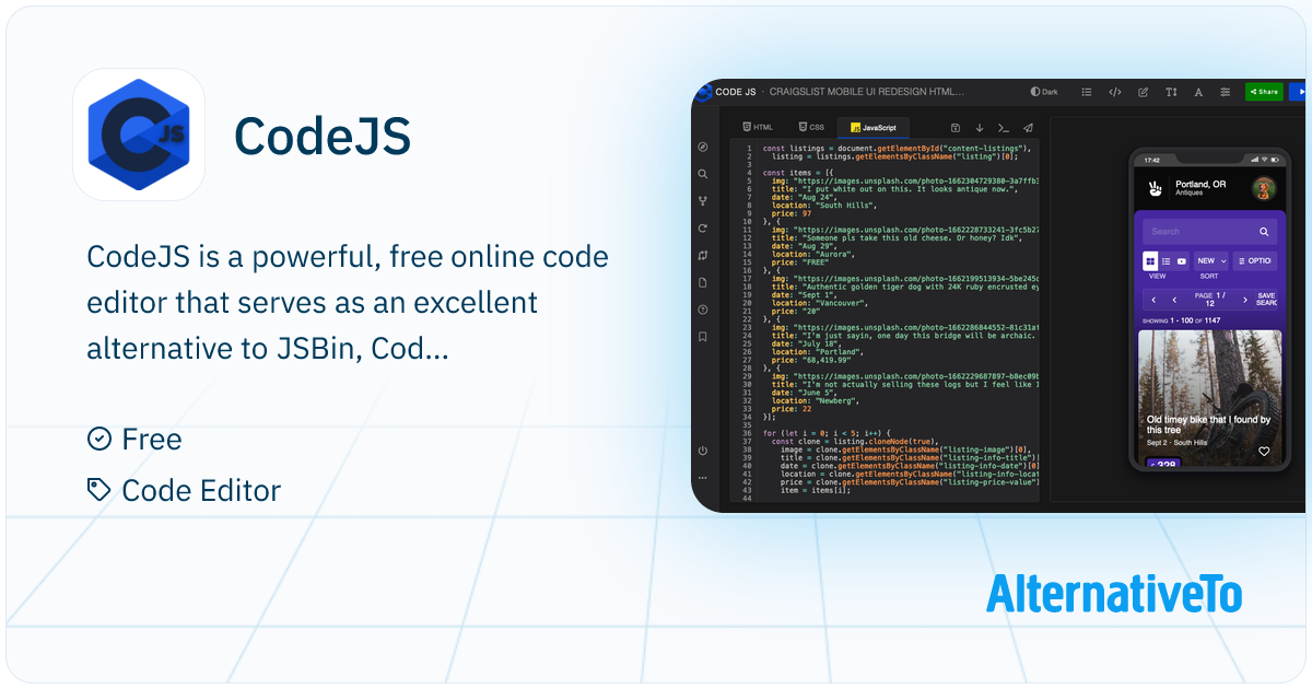 CodeJS: Powerful, free online code editor that serves as an excellent ...
