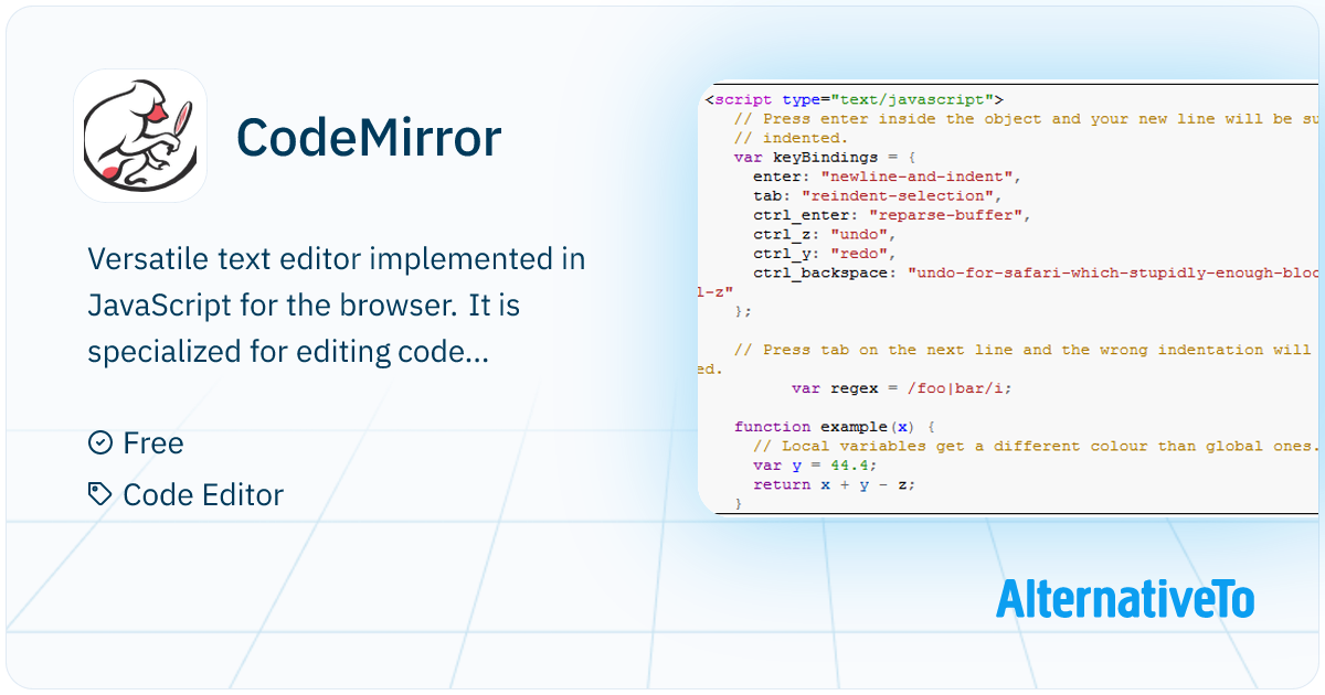 CodeMirror: Versatile text editor implemented in JavaScript | AlternativeTo