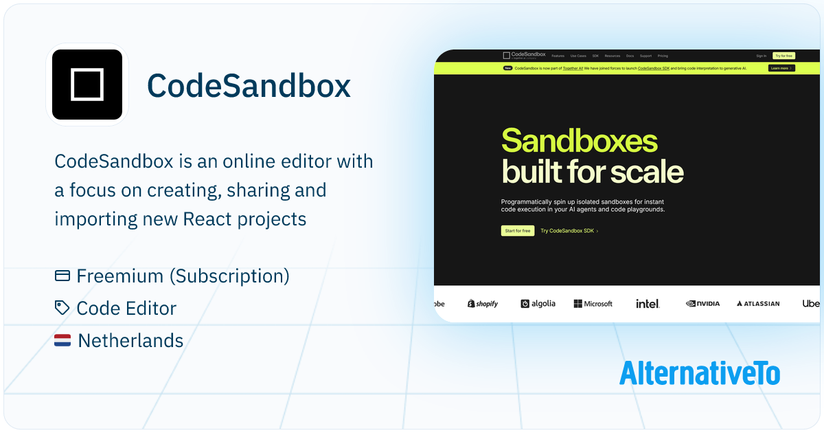 CodeSandbox: Online editor with a focus on | AlternativeTo