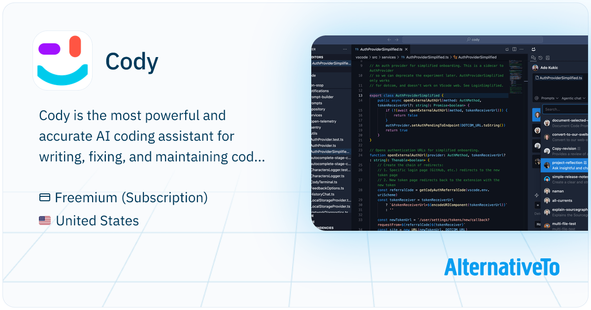 Cody: AI coding aid leveraging entire codebase | AlternativeTo
