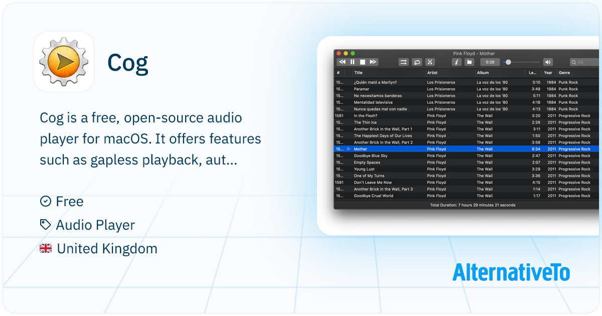Cog: Audio player for macOS. Plays many formats, some mainstream, many ...