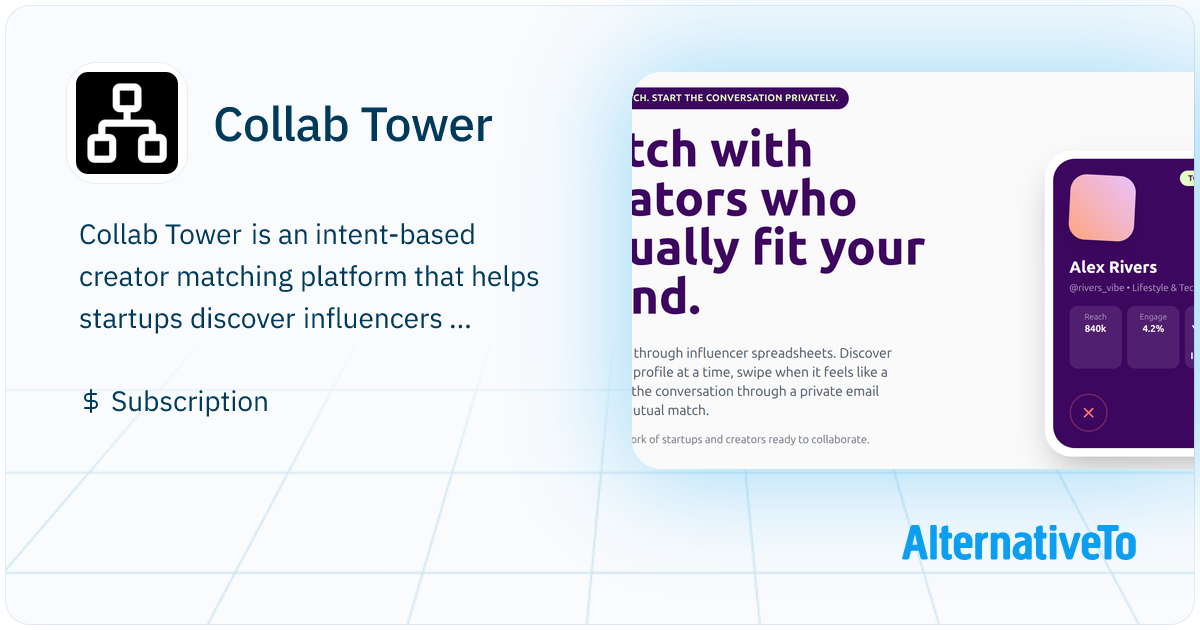 Collab Tower: Swipe-based platform where startups and influencers match ...