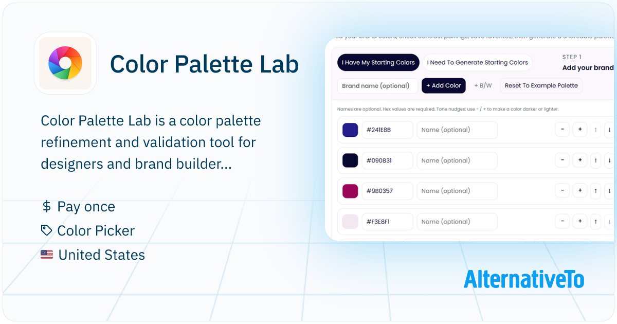 Color Palette Lab: Designer-built color palette workspace. | AlternativeTo
