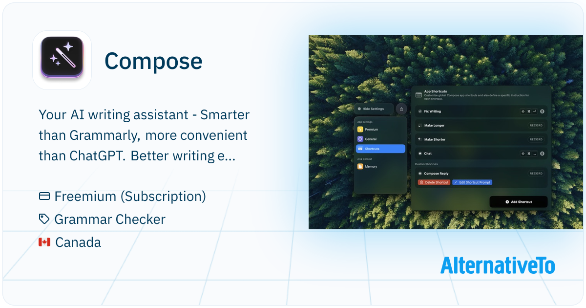 Compose: Transform your writing instantly with Compose. | AlternativeTo