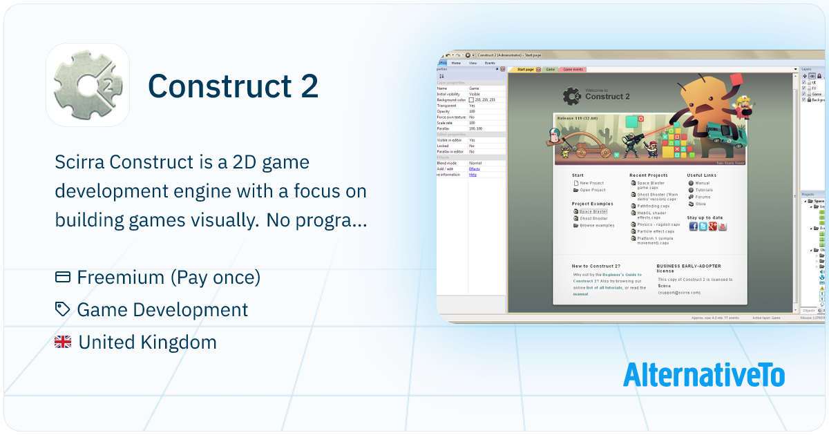 Construct 2: Scirra Construct is a 2D game development engine ...