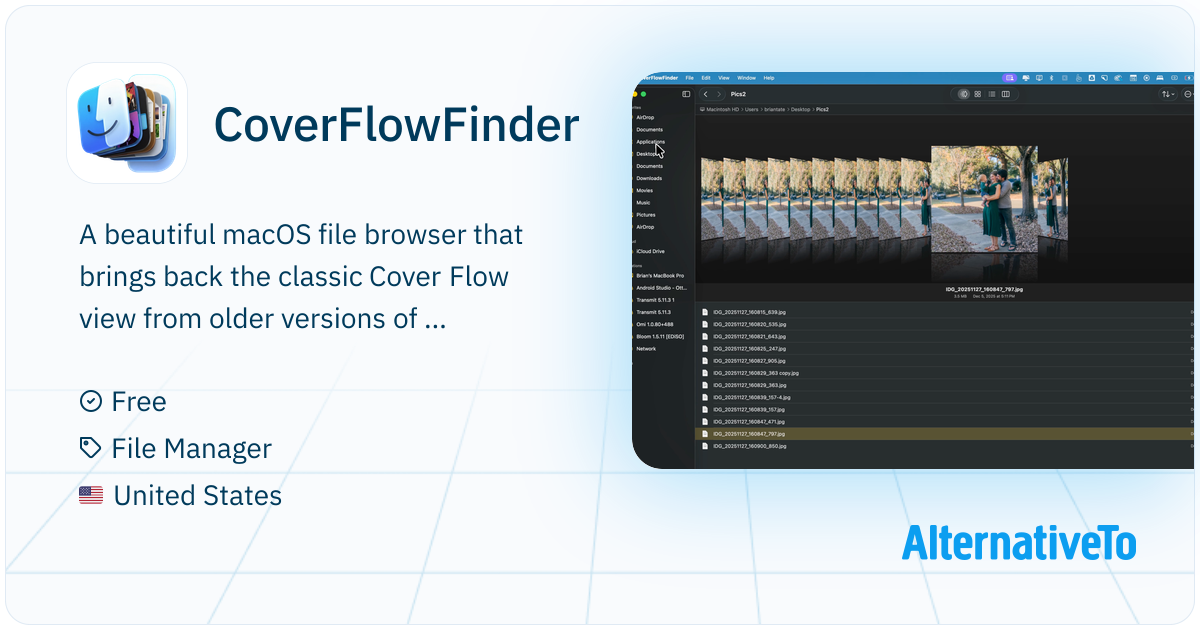 CoverFlowFinder: MacOS file browsing with 3D Cover Flow, dual panel ...