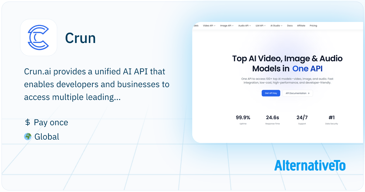 Crun: One API to access 100+ top AI models—video, image, and audio ...