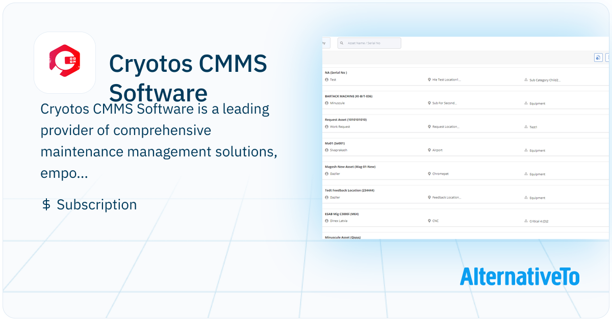 Cryotos CMMS Software: Experience the transformative power of Cryotos ...