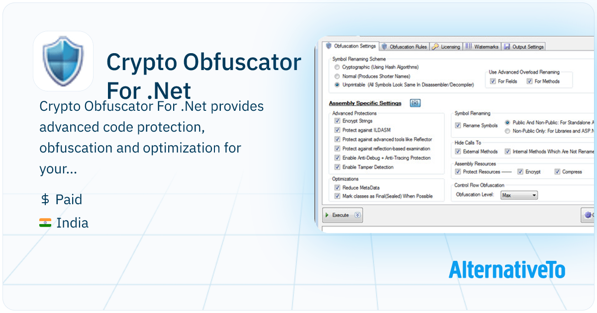 Crypto Obfuscator For .Net: Crypto Obfuscator For | AlternativeTo