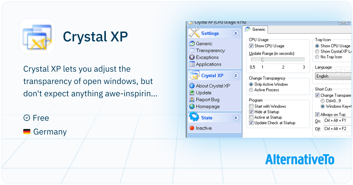 Crystal XP: Adjust the transparency of your windows with Crystal XP ...