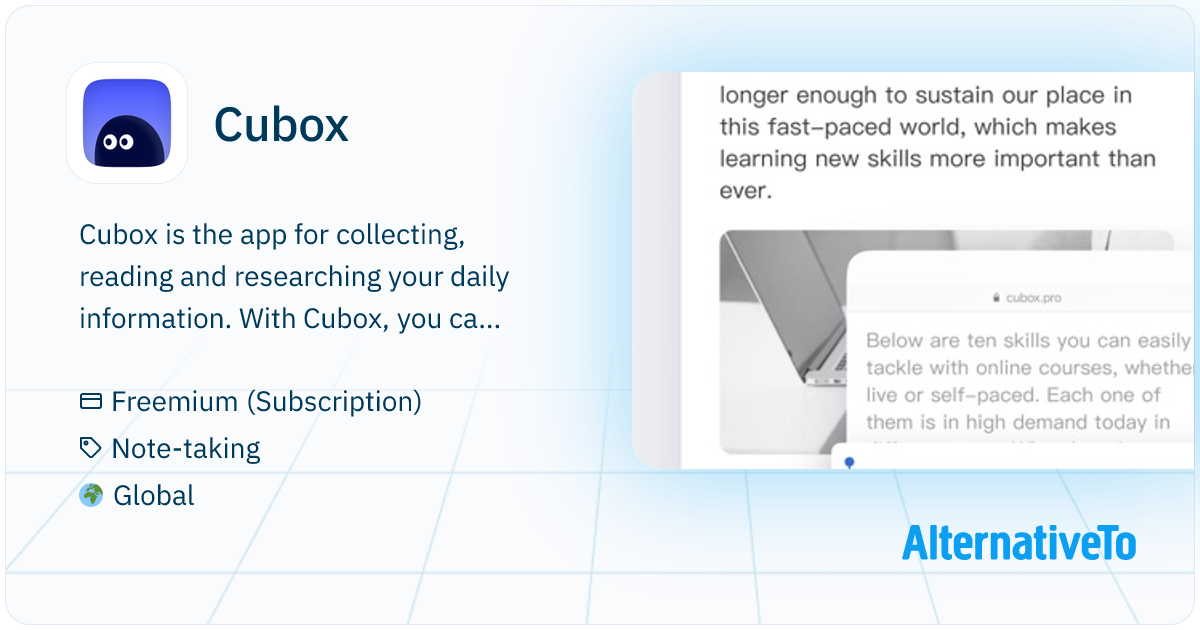 Cubox: Take Notes, Save, Read, Annotate from the entire web | AlternativeTo